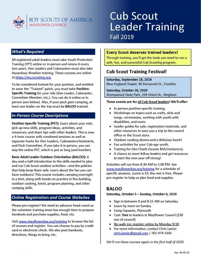 Cub Scout Leader Training – Mayflower Council | BSA